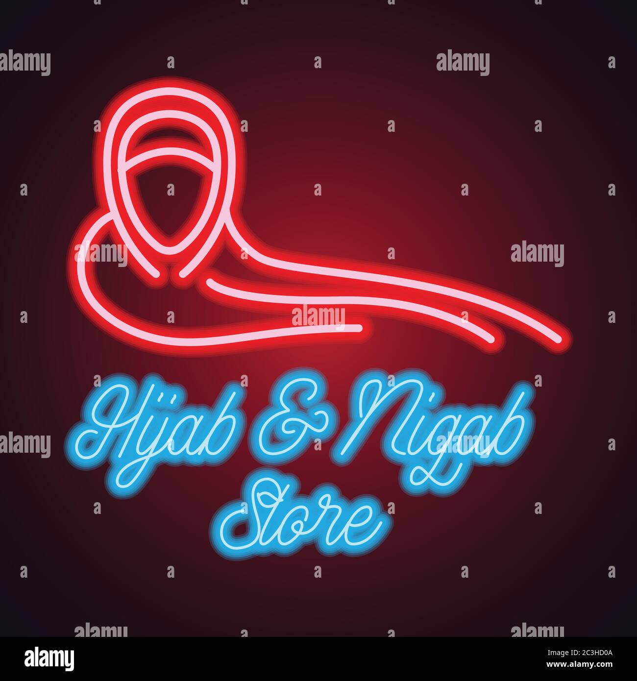 hijab logo with neon sign effect for hijab and niqab store, vector ...