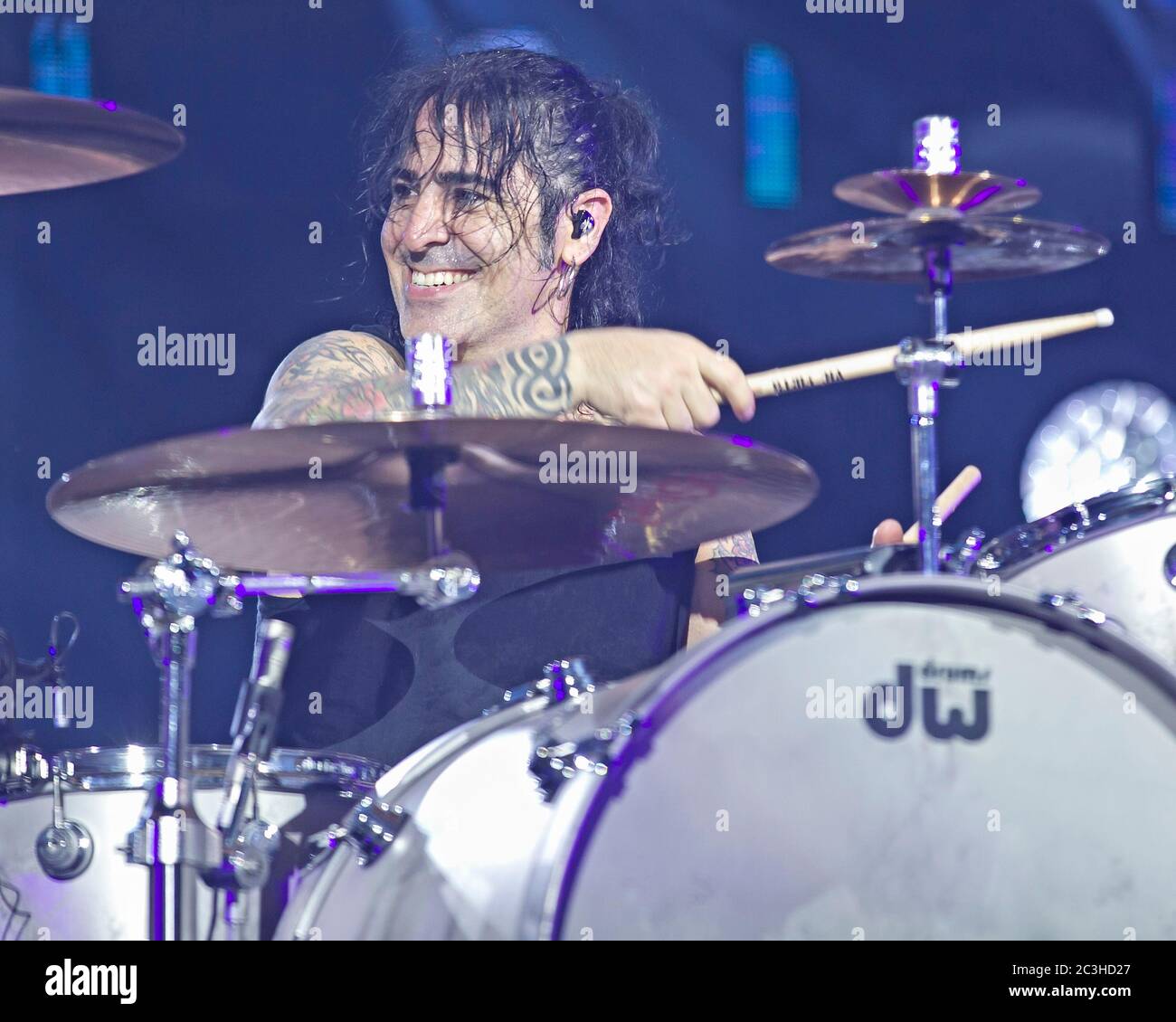 Drummer Alex Gonzalez, El Animal, performs with Mexican pop-rock band ...