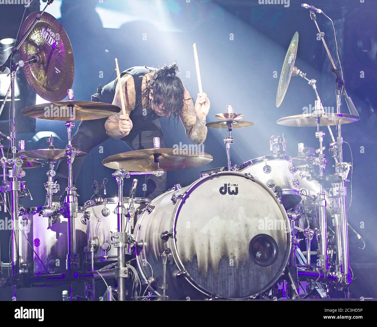 Drummer Alex Gonzalez, El Animal, performs with Mexican pop-rock band ...