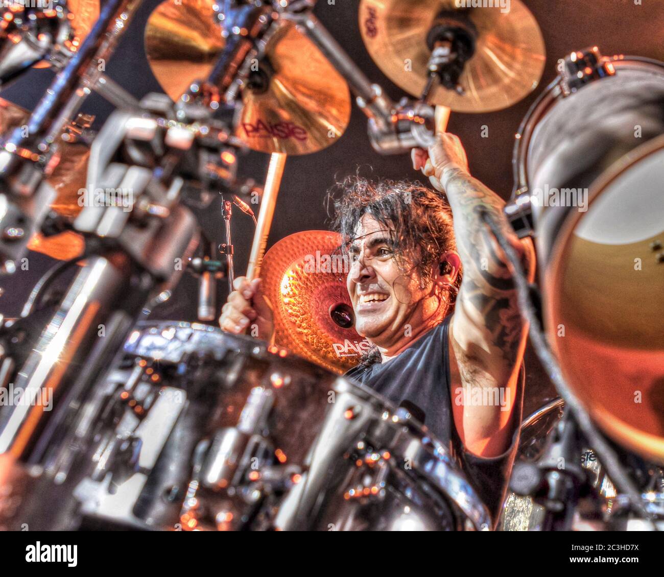 Drummer Alex Gonzalez, El Animal, performs with Mexican pop-rock band ...