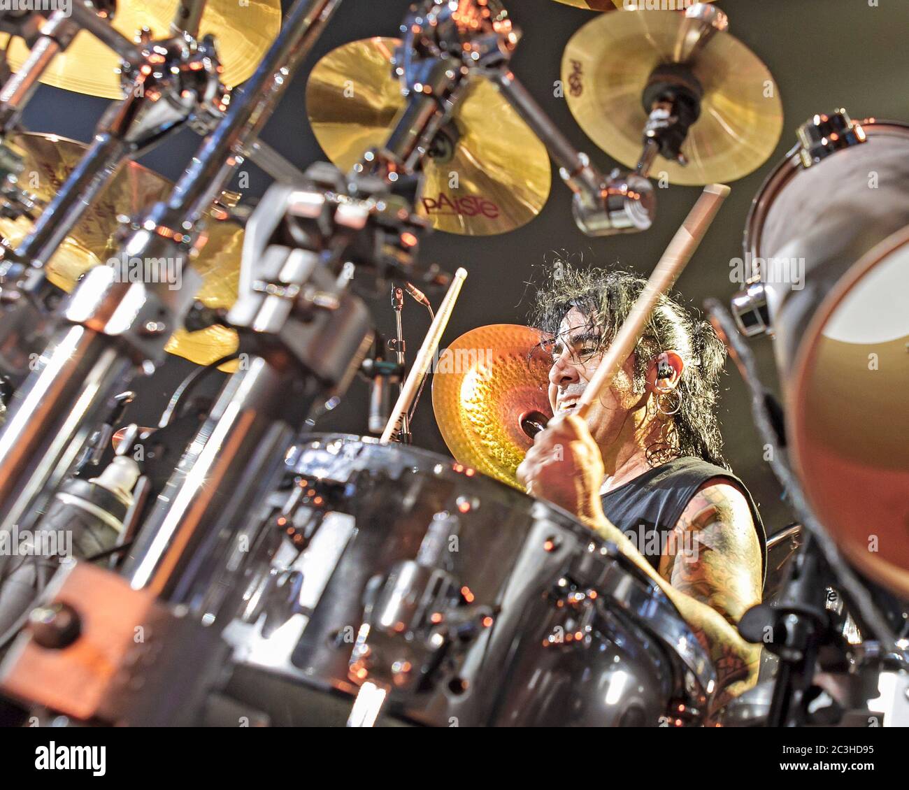 Drummer Alex Gonzalez, El Animal, performs with Mexican pop-rock band ...