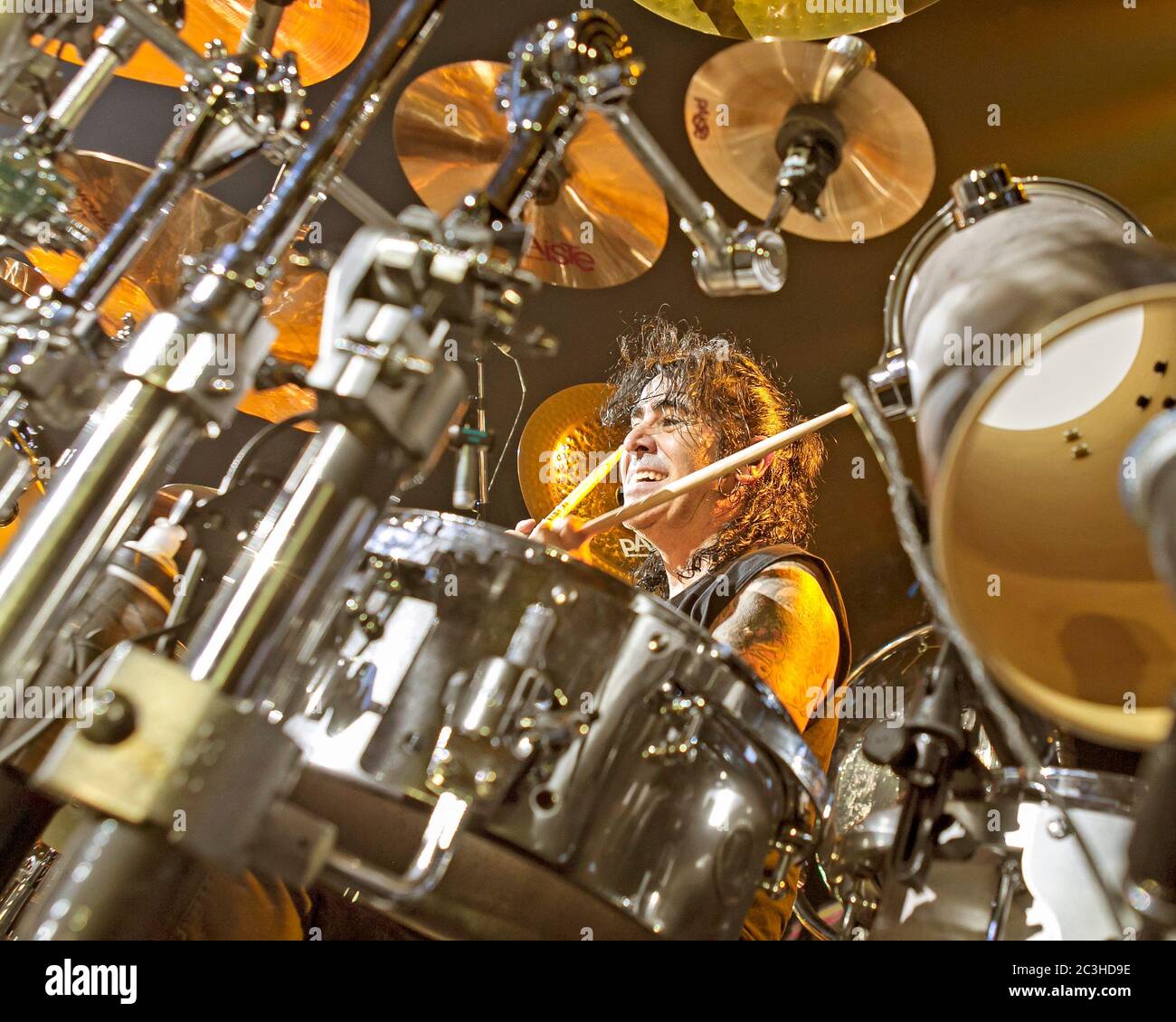 Drummer Alex Gonzalez, El Animal, performs with Mexican pop-rock band ...
