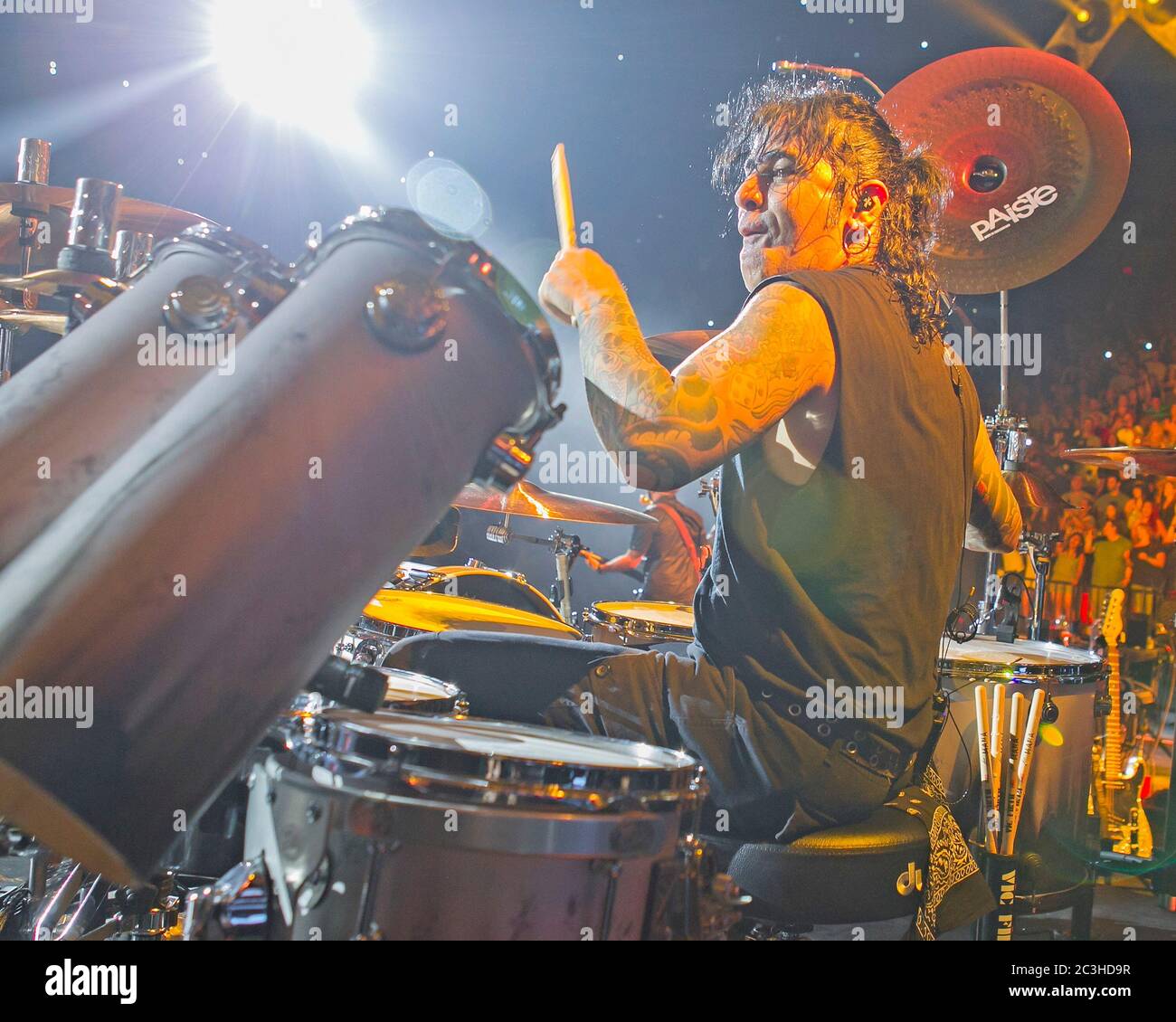 Drummer Alex Gonzalez, El Animal, performs with Mexican pop-rock band ...