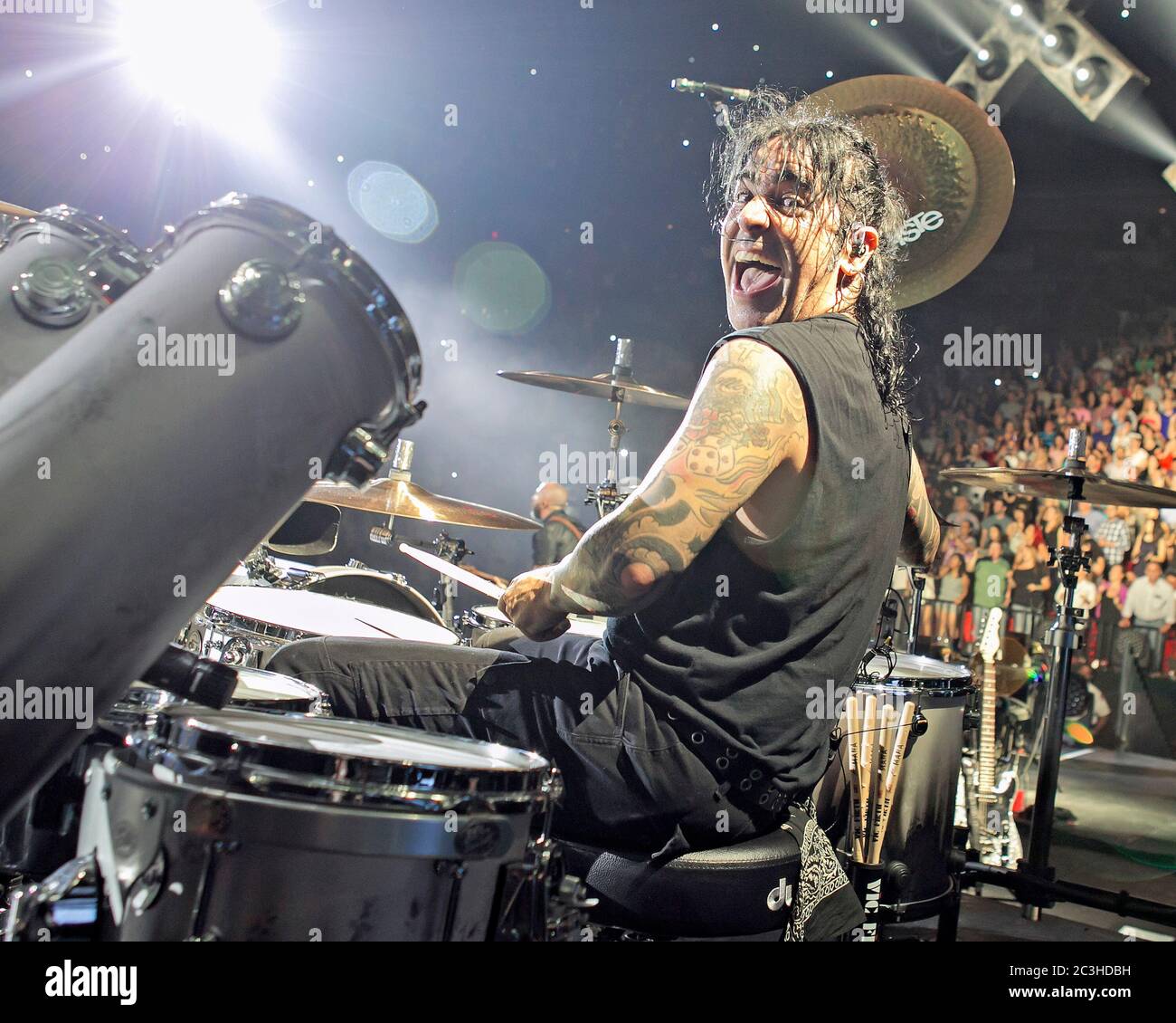 Drummer Alex Gonzalez, El Animal, performs with Mexican pop-rock band ...