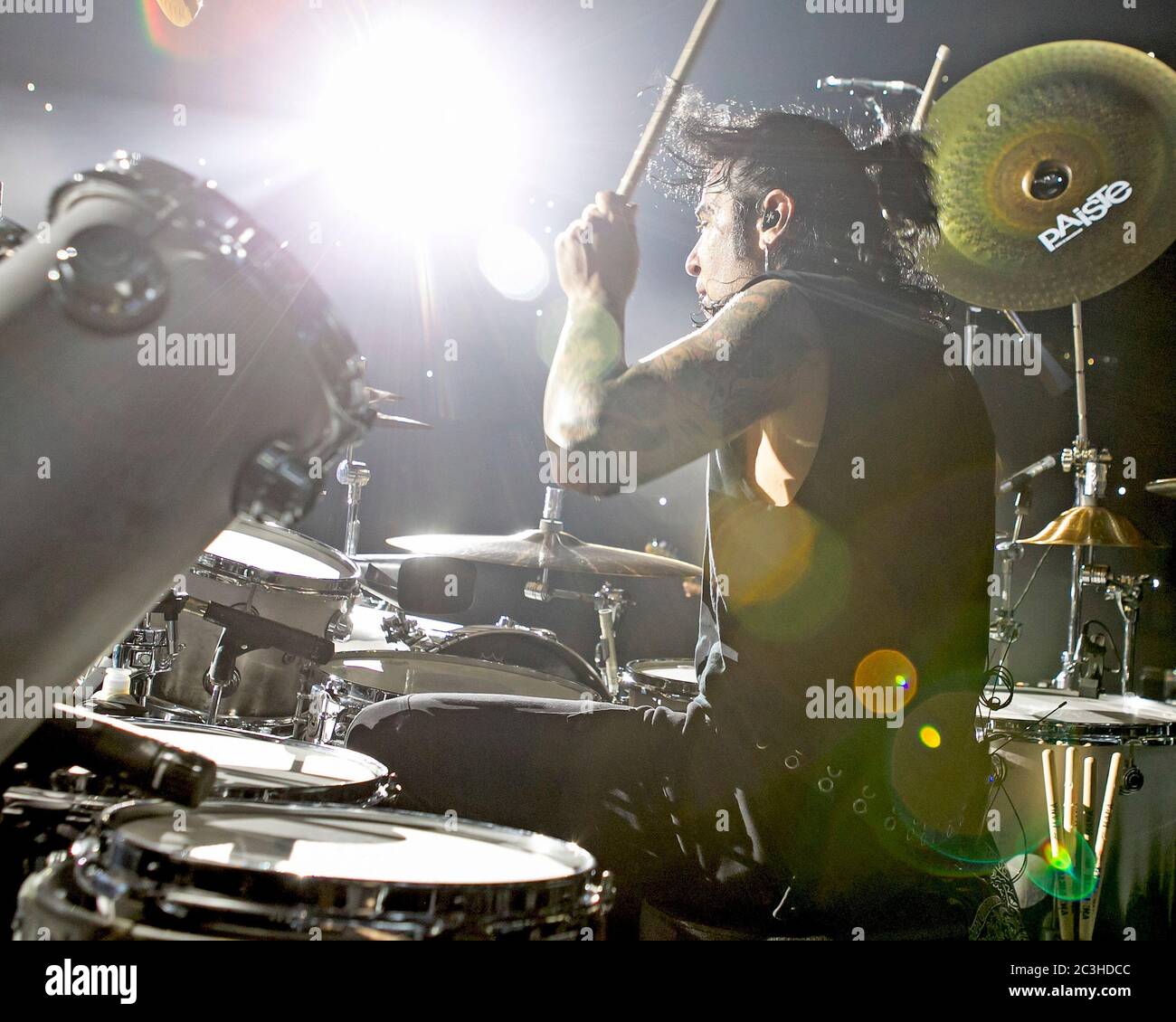 Drummer Alex Gonzalez, El Animal, performs with Mexican pop-rock band ...