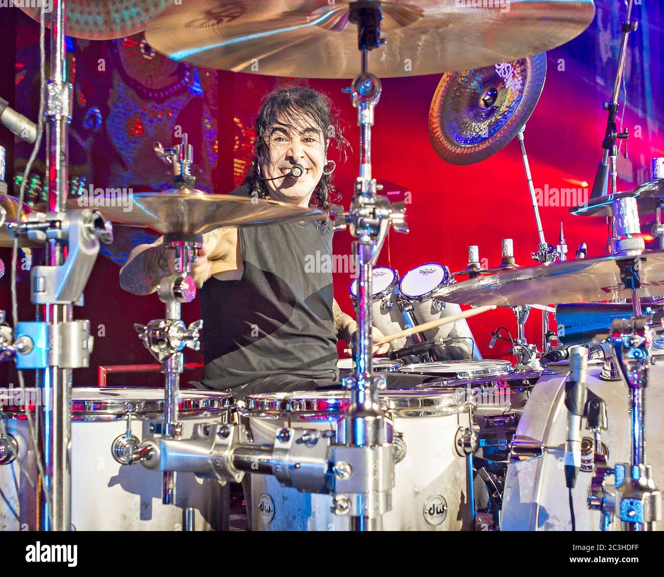 Drummer Alex Gonzalez, El Animal, performs with Mexican pop-rock band ...