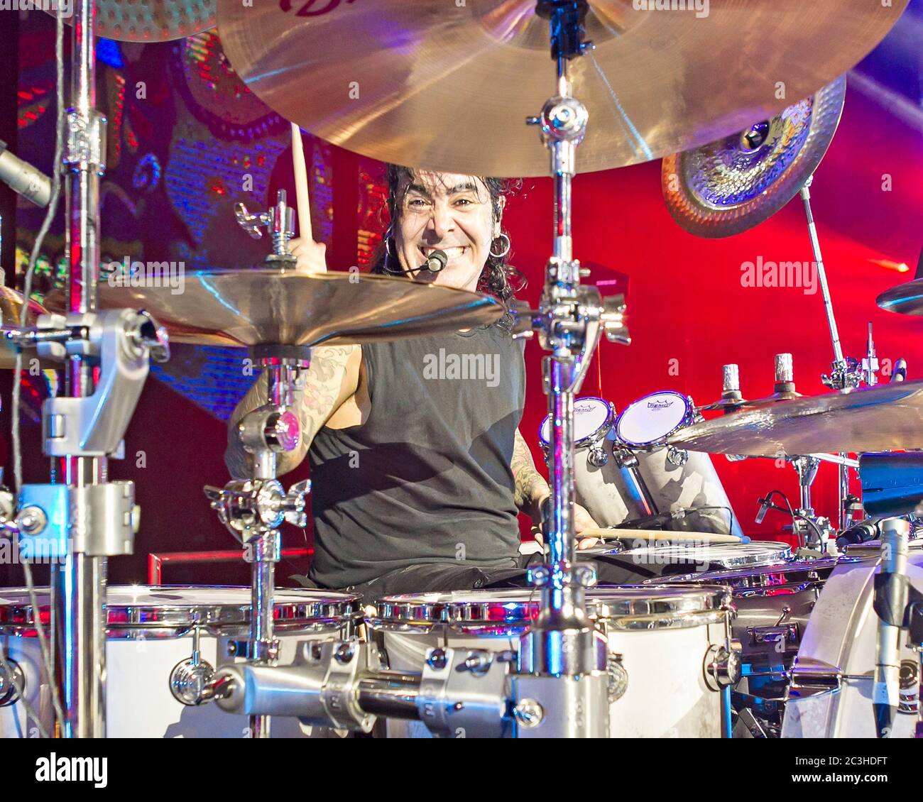 Drummer Alex Gonzalez, El Animal, performs with Mexican pop-rock band ...