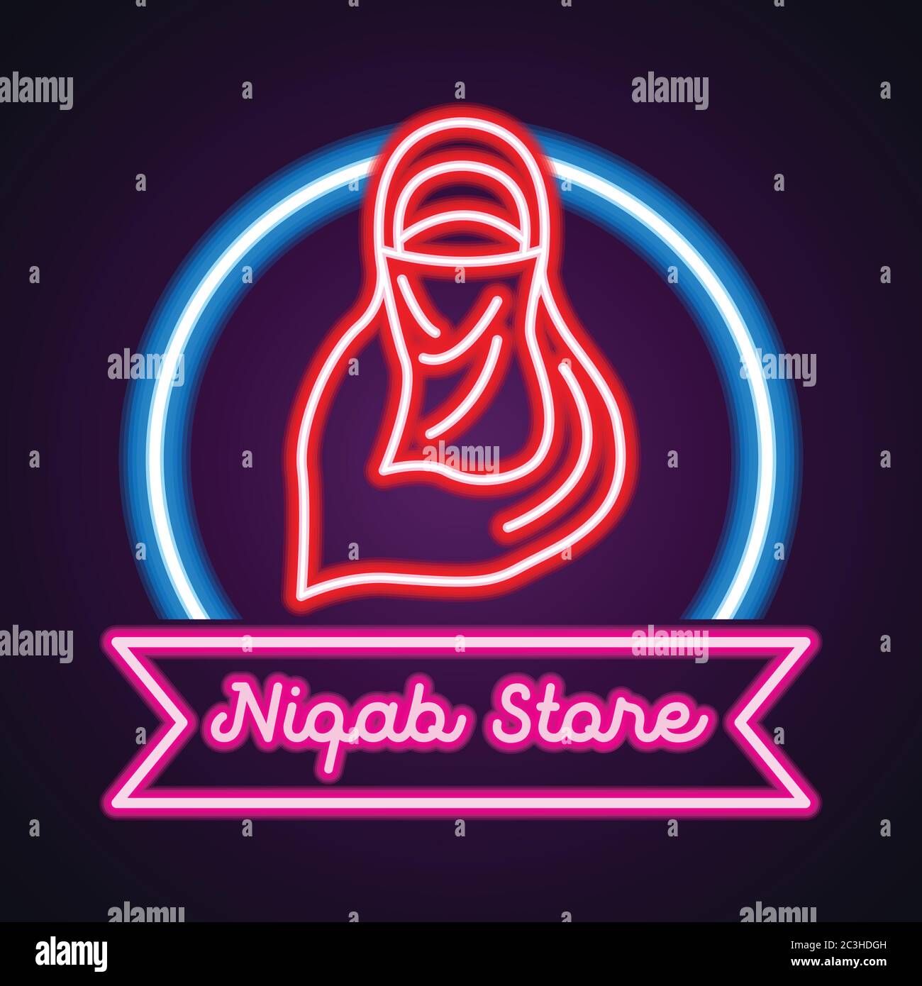 hijab logo with neon sign effect for hijab and niqab store, vector ...