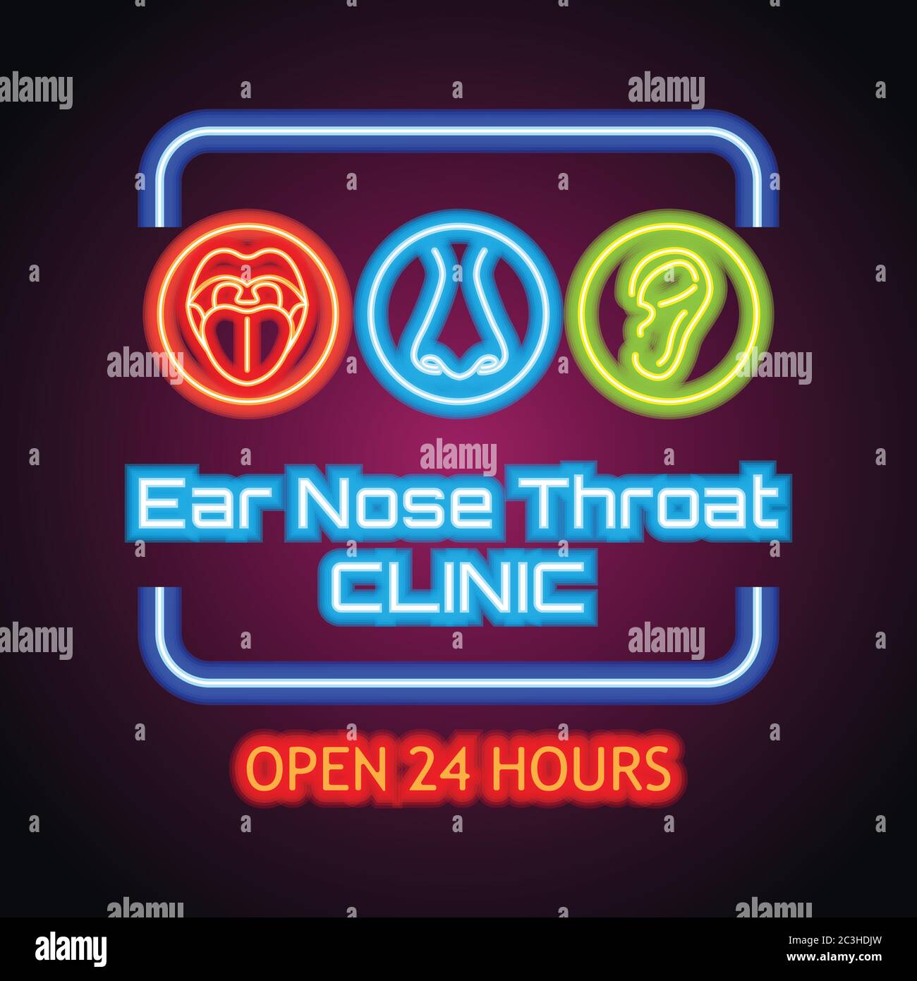 ear nose throat (ENT) neon sign plank for Otolaryngologists clinic ...