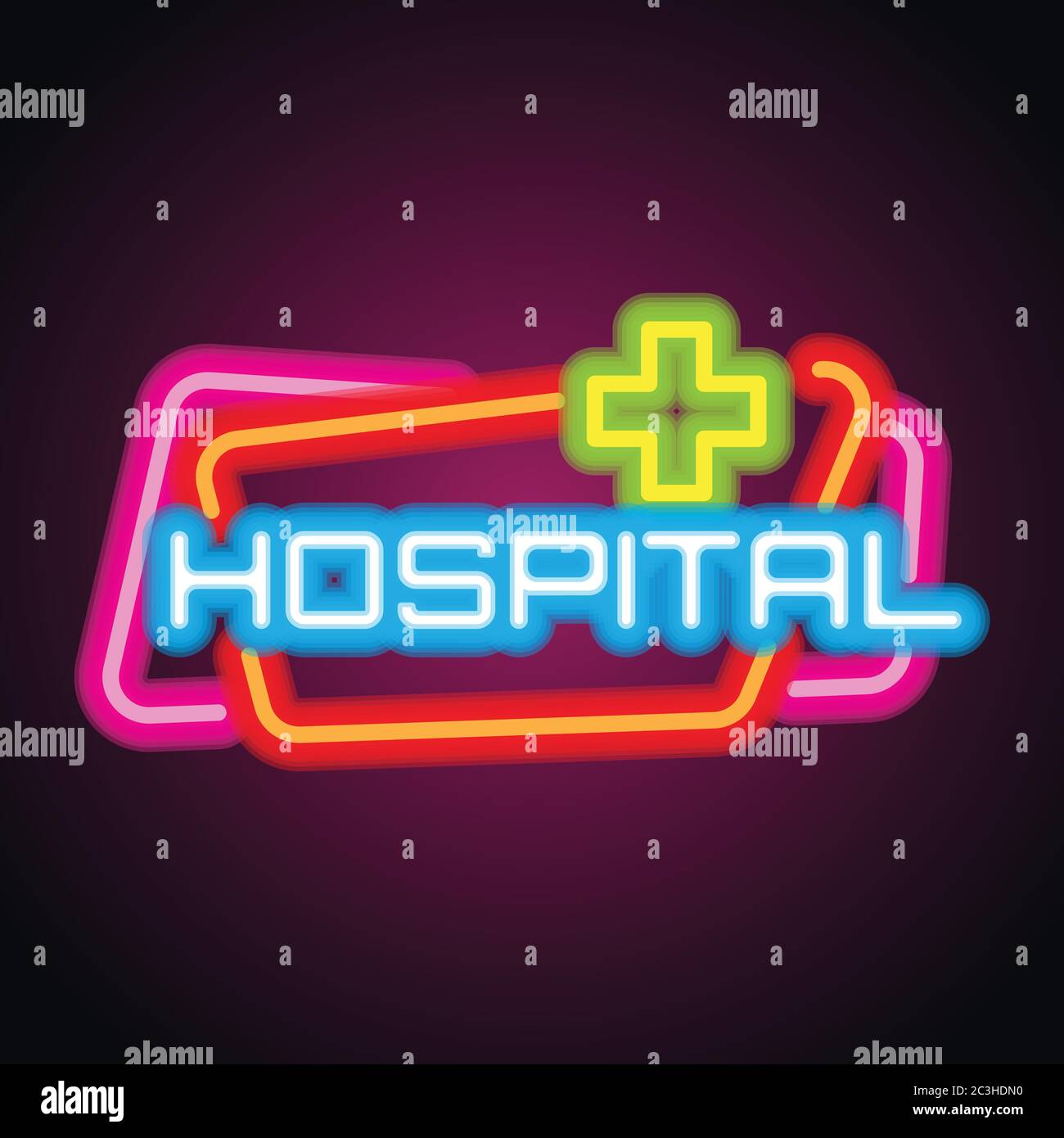 hospital and clinic neon sign plank for hospital and clinic. vector ...