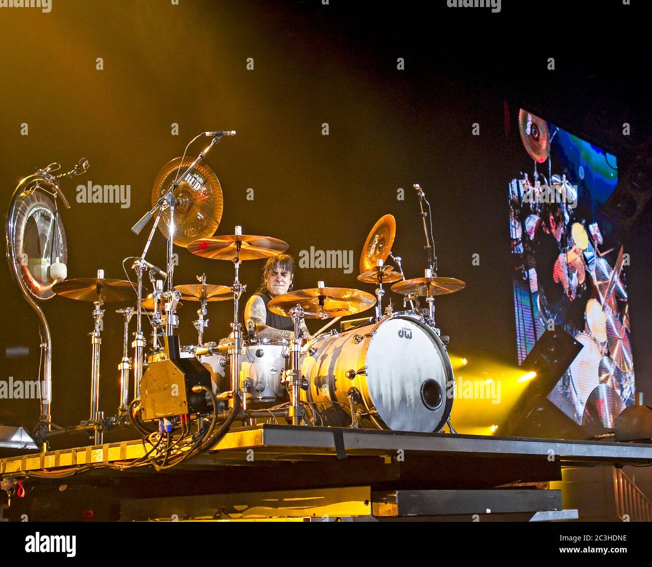 Drummer Alex Gonzalez, El Animal, performs with Mexican pop-rock band ...