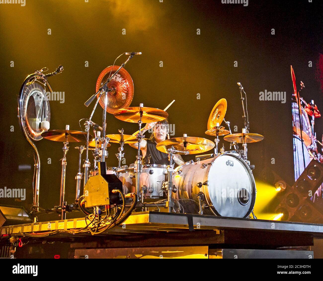 Drummer Alex Gonzalez, El Animal, performs with Mexican pop-rock band ...