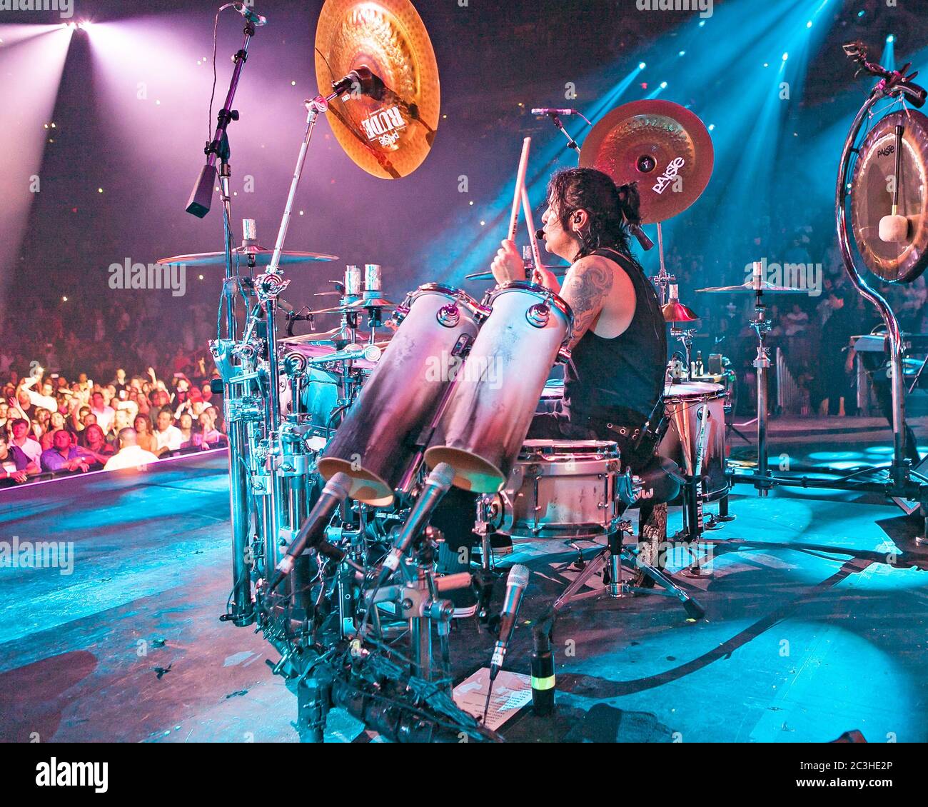 Drummer Alex Gonzalez, El Animal, performs with Mexican pop-rock band ...
