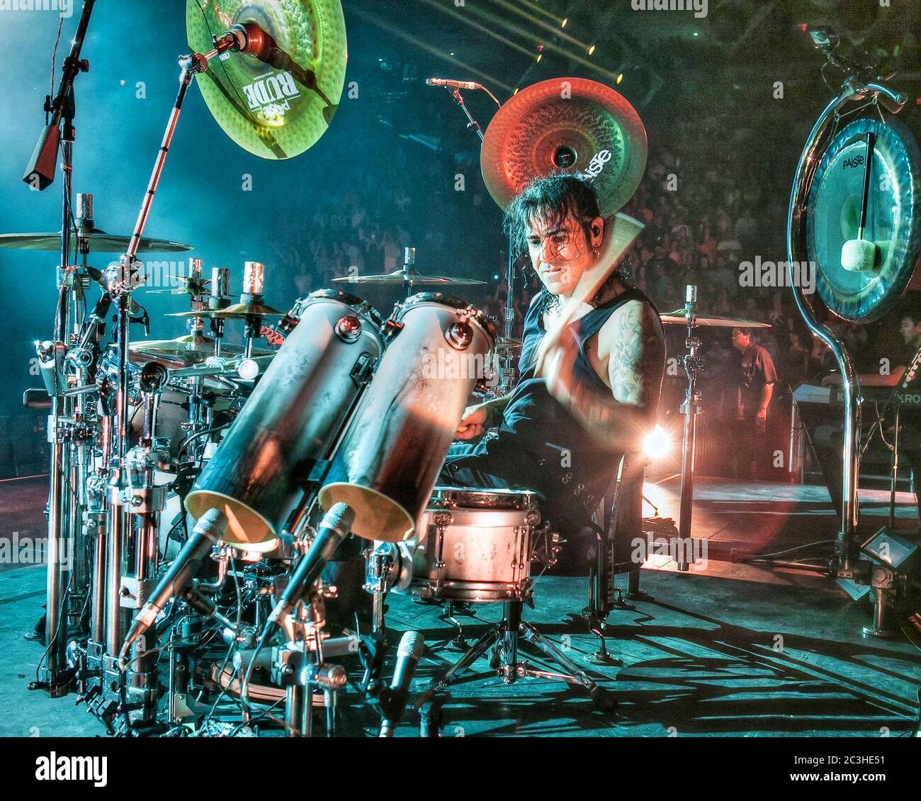 Drummer Alex Gonzalez, El Animal, performs with Mexican pop-rock band ...