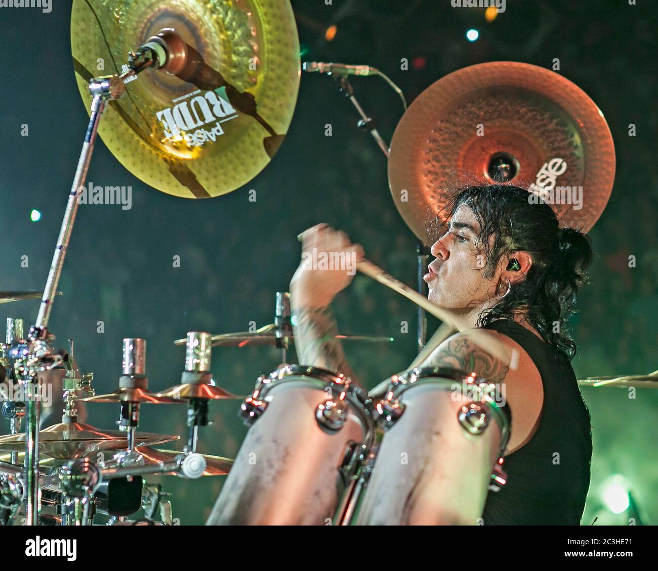 Drummer Alex Gonzalez, El Animal, performs with Mexican pop-rock band ...