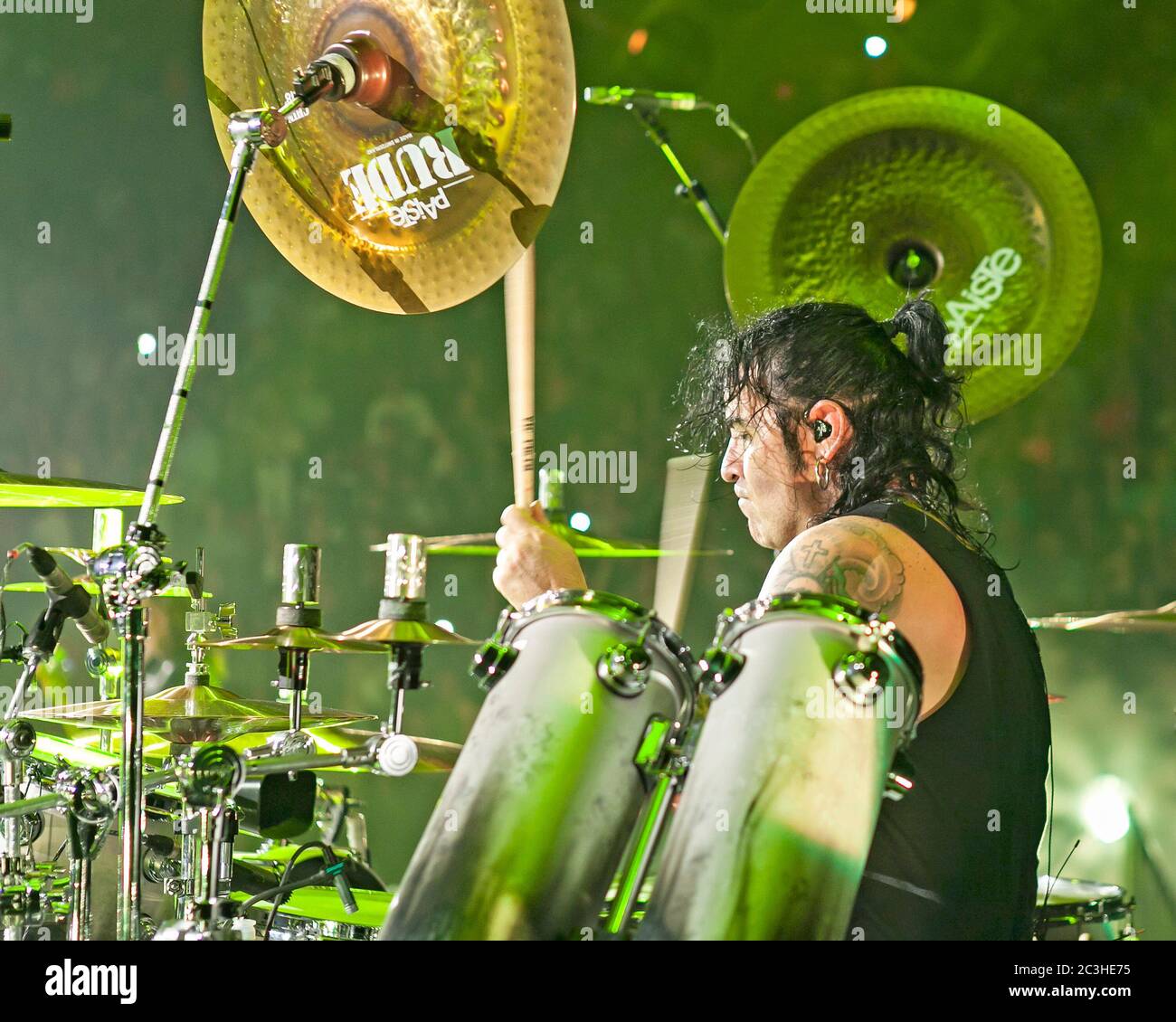 Drummer Alex Gonzalez, El Animal, performs with Mexican pop-rock band ...