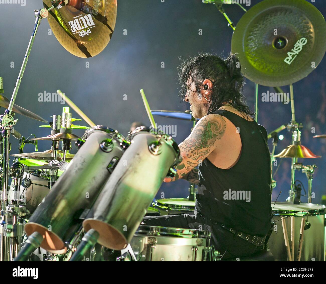 Drummer Alex Gonzalez, El Animal, performs with Mexican pop-rock band ...