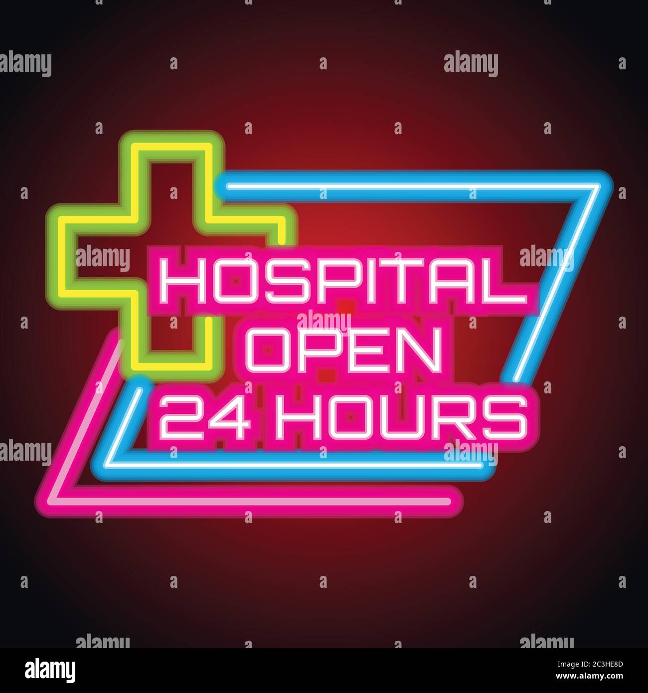 hospital and clinic neon sign plank for hospital and clinic. vector ...