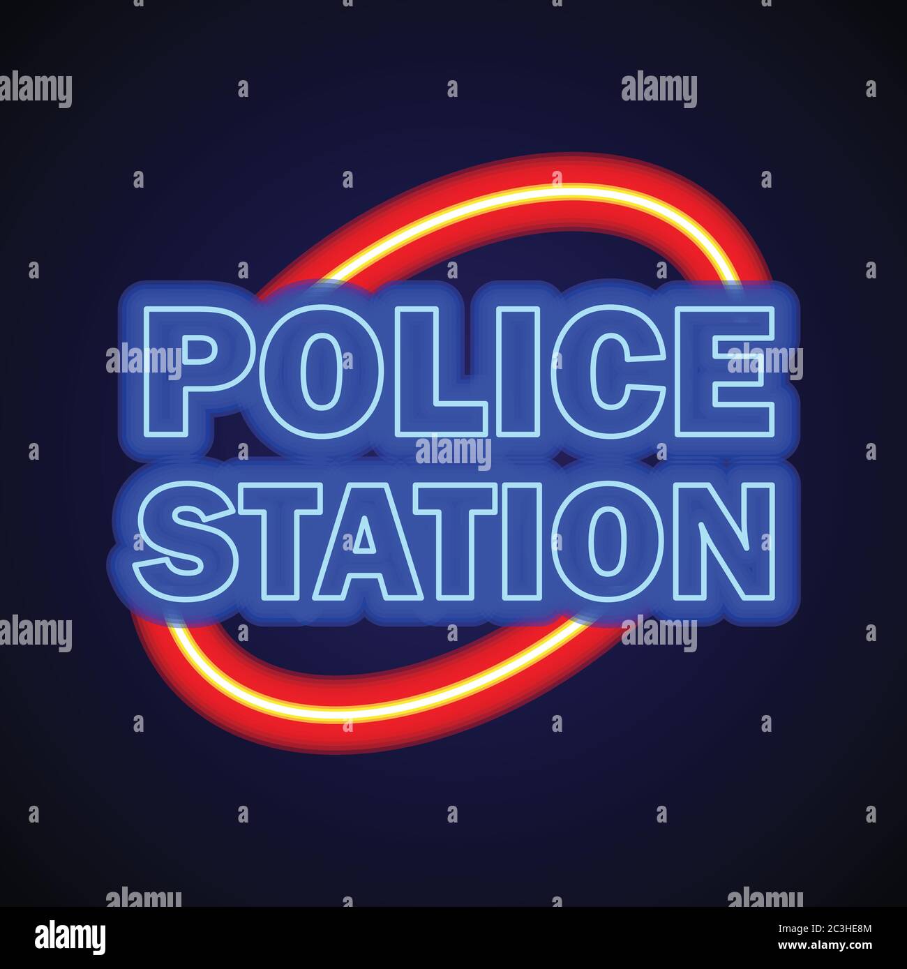 police station neon sign effect for police station office. vector ...
