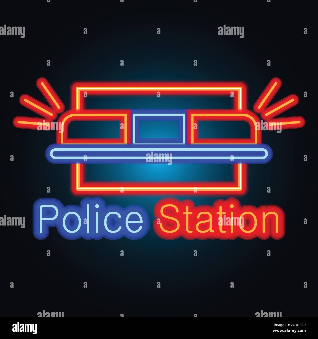 police station neon sign effect for police station office. vector ...
