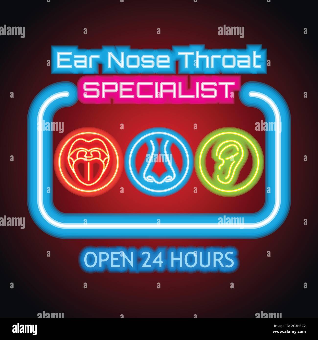 ear nose throat (ENT) neon sign plank for Otolaryngologists clinic ...