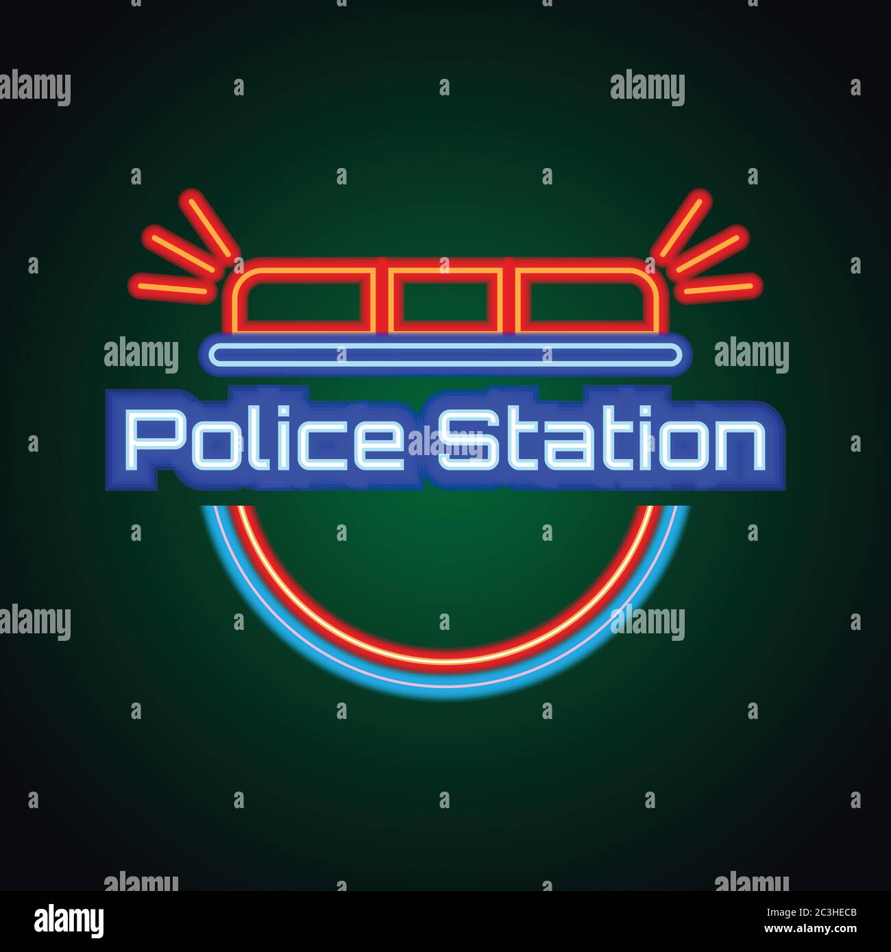 police station neon sign effect for police station office. vector ...