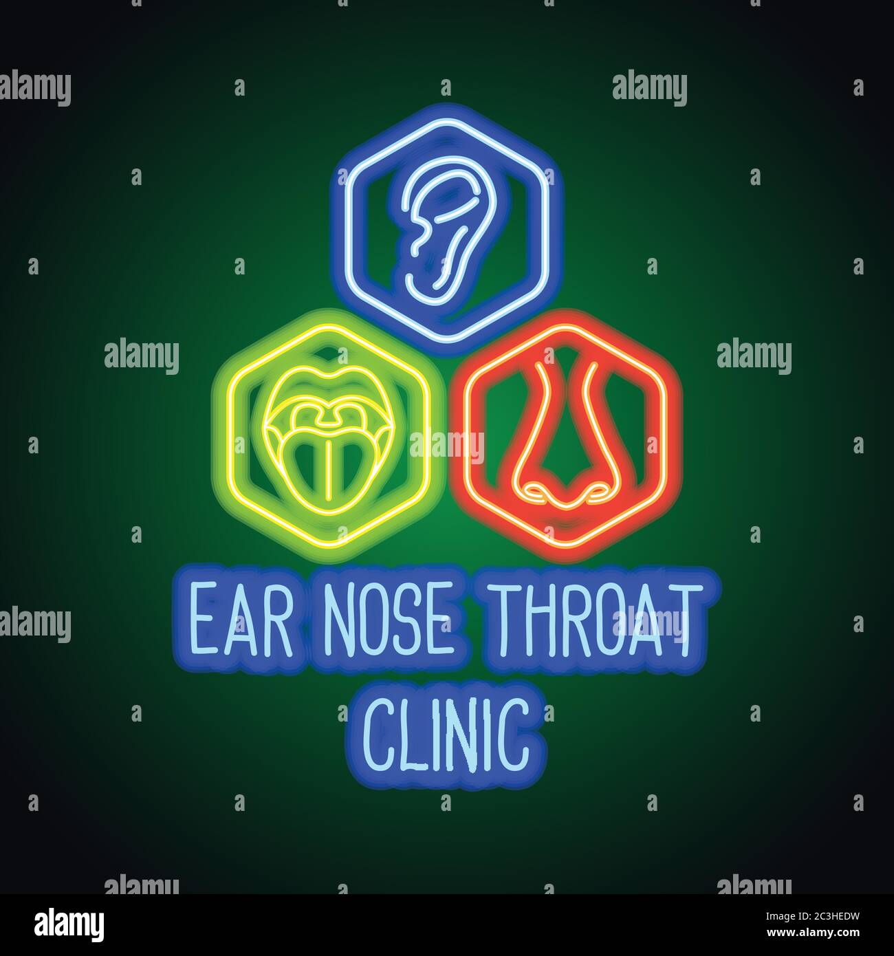 ear nose throat (ENT) neon sign plank for Otolaryngologists clinic ...
