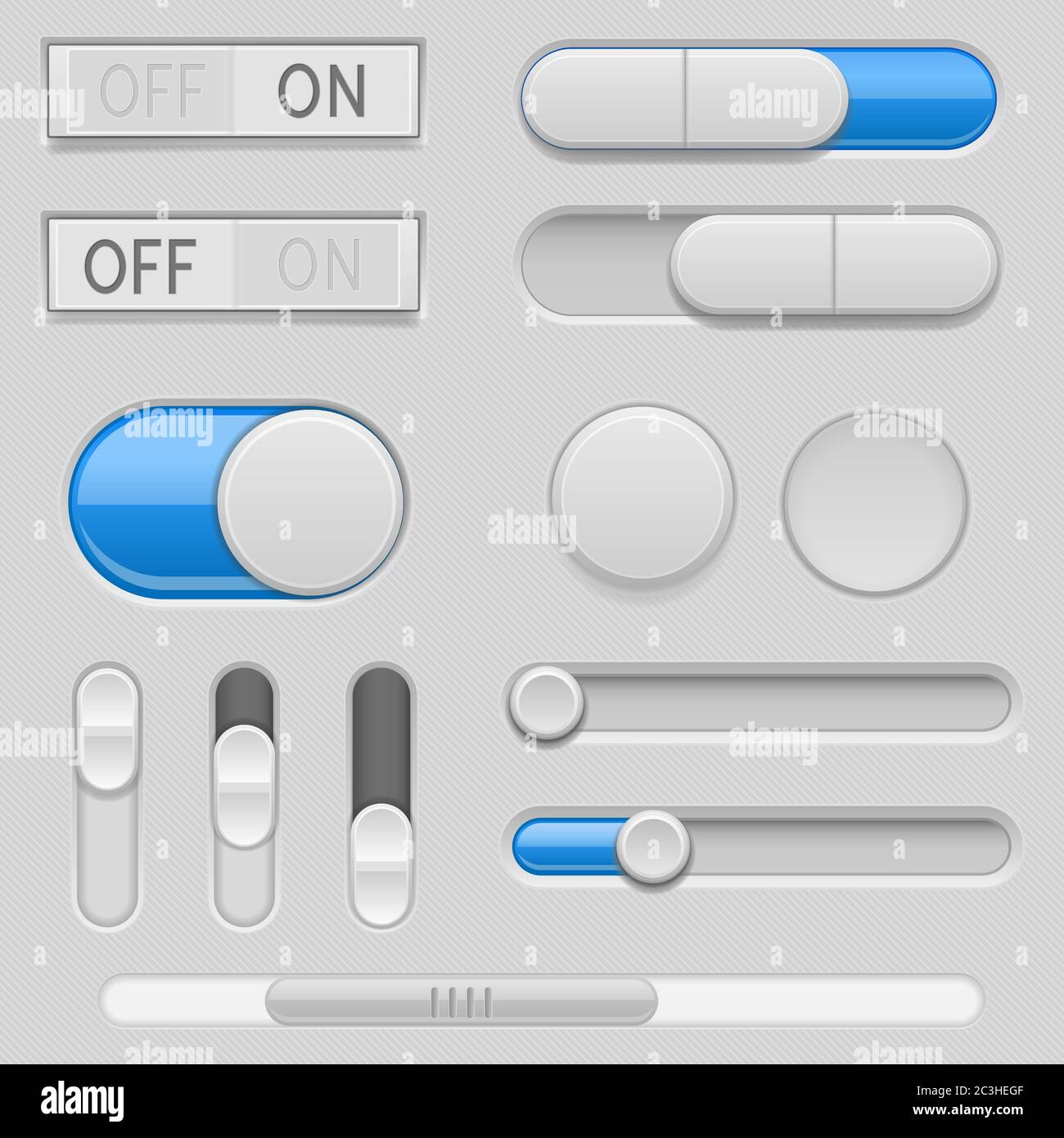 Gray web buttons with blue design elements Stock Vector Image & Art - Alamy