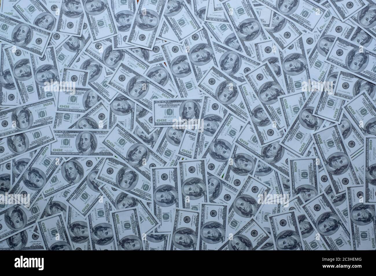 Group of money stack of 100 US dollars banknotes a lot of the ...