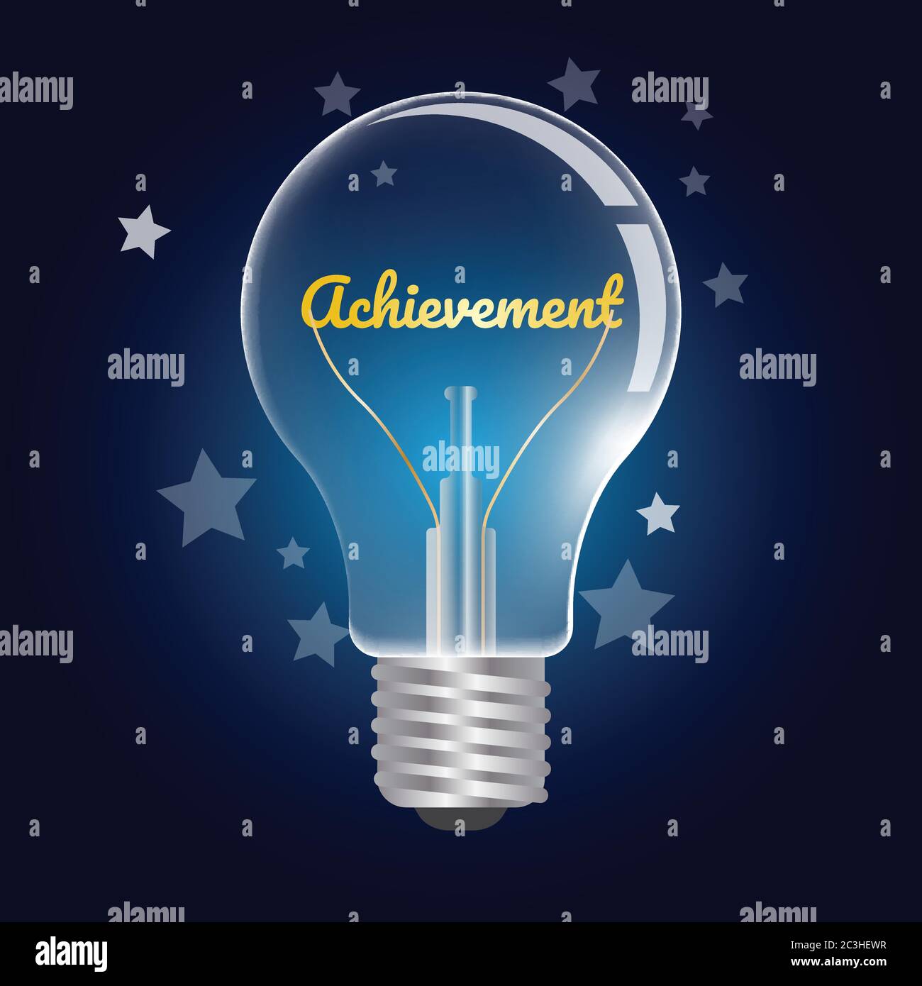 ACHIEVEMENT word business in light bulb, creative business concept ...