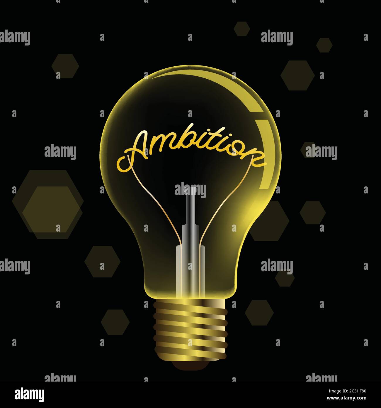AMBITION word business in light bulb, creative business concept, vector ...