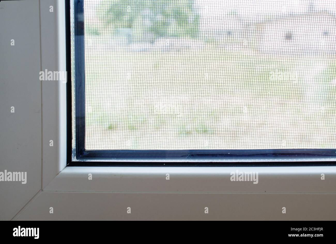 plastic window with mosquito net indoor detail closeup Stock Photo - Alamy