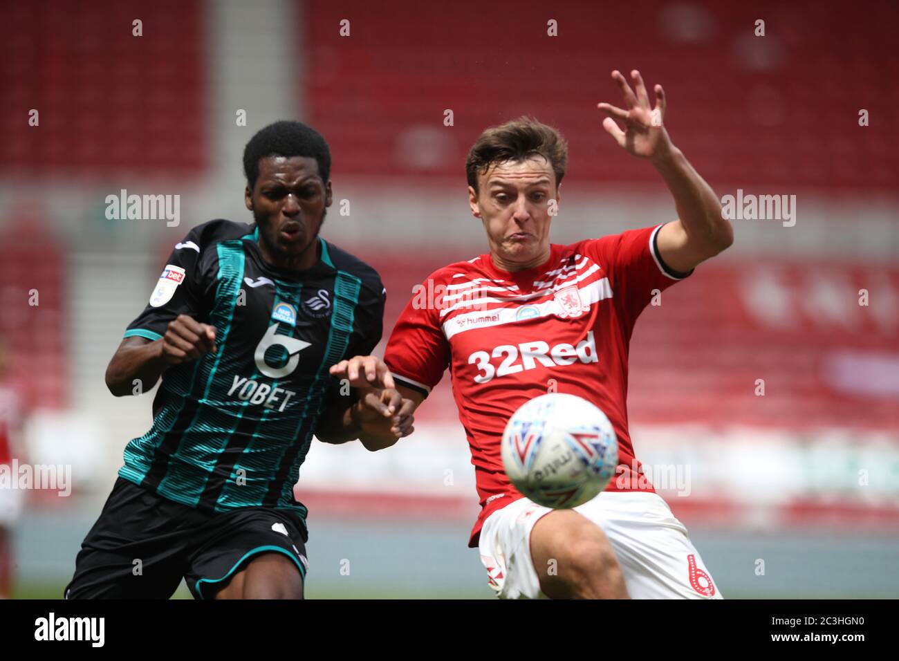 Middlesbrough's Dael Fry (right) in actionduring the Sky Bet ...
