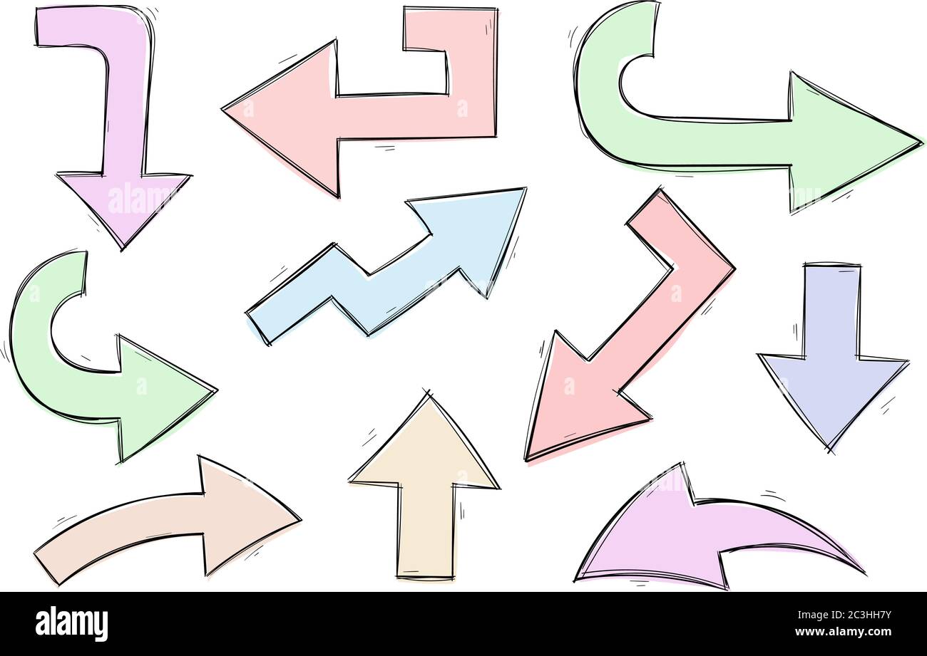 Arrows. Colored hand drawn sketch Stock Vector Image & Art - Alamy