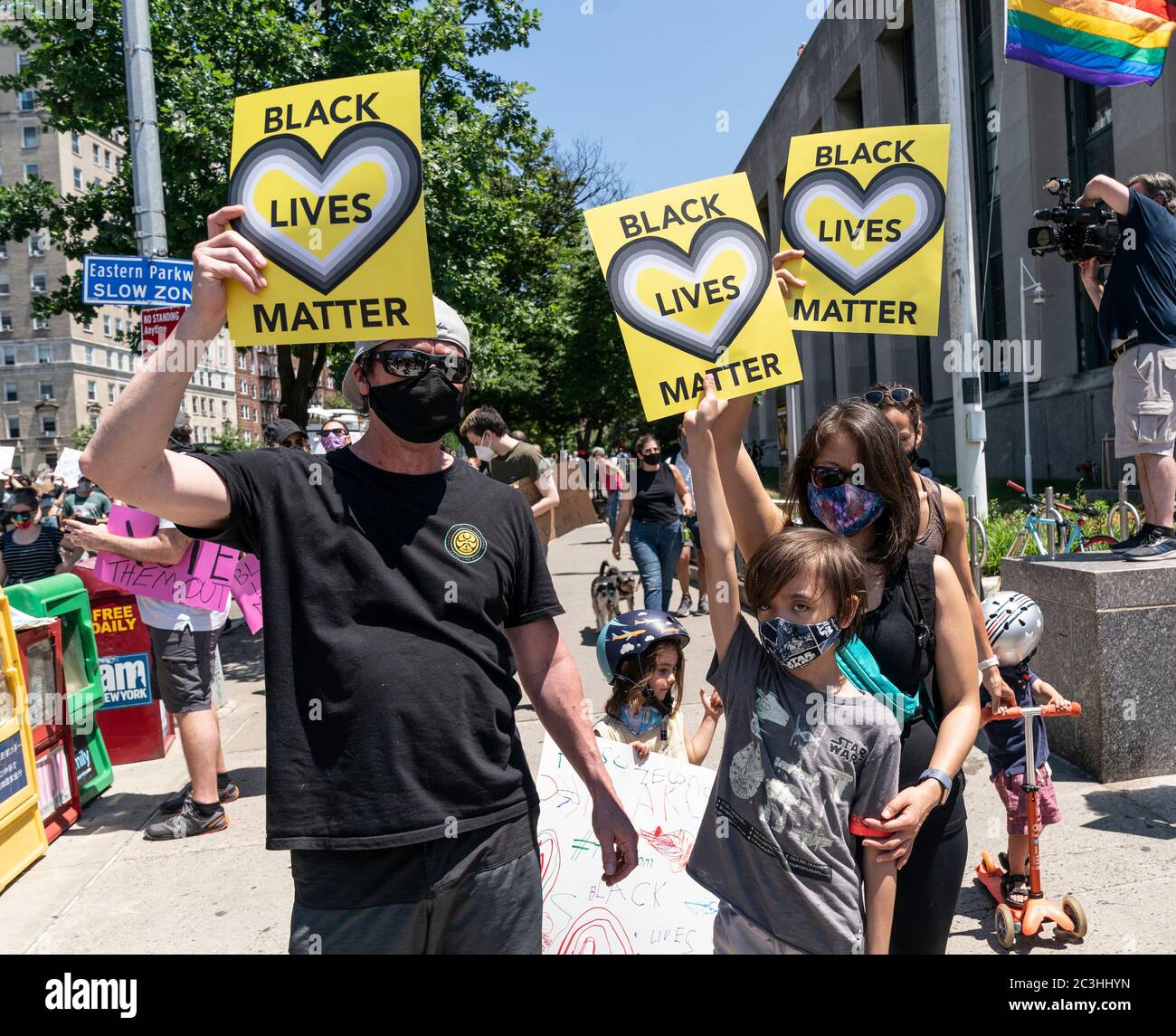 New York, NY - June 19, 2020: Hundreds of people attend at Juneteenth ...