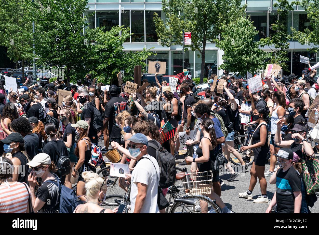 New York, NY - June 19, 2020: Hundreds of people attend at Juneteenth ...