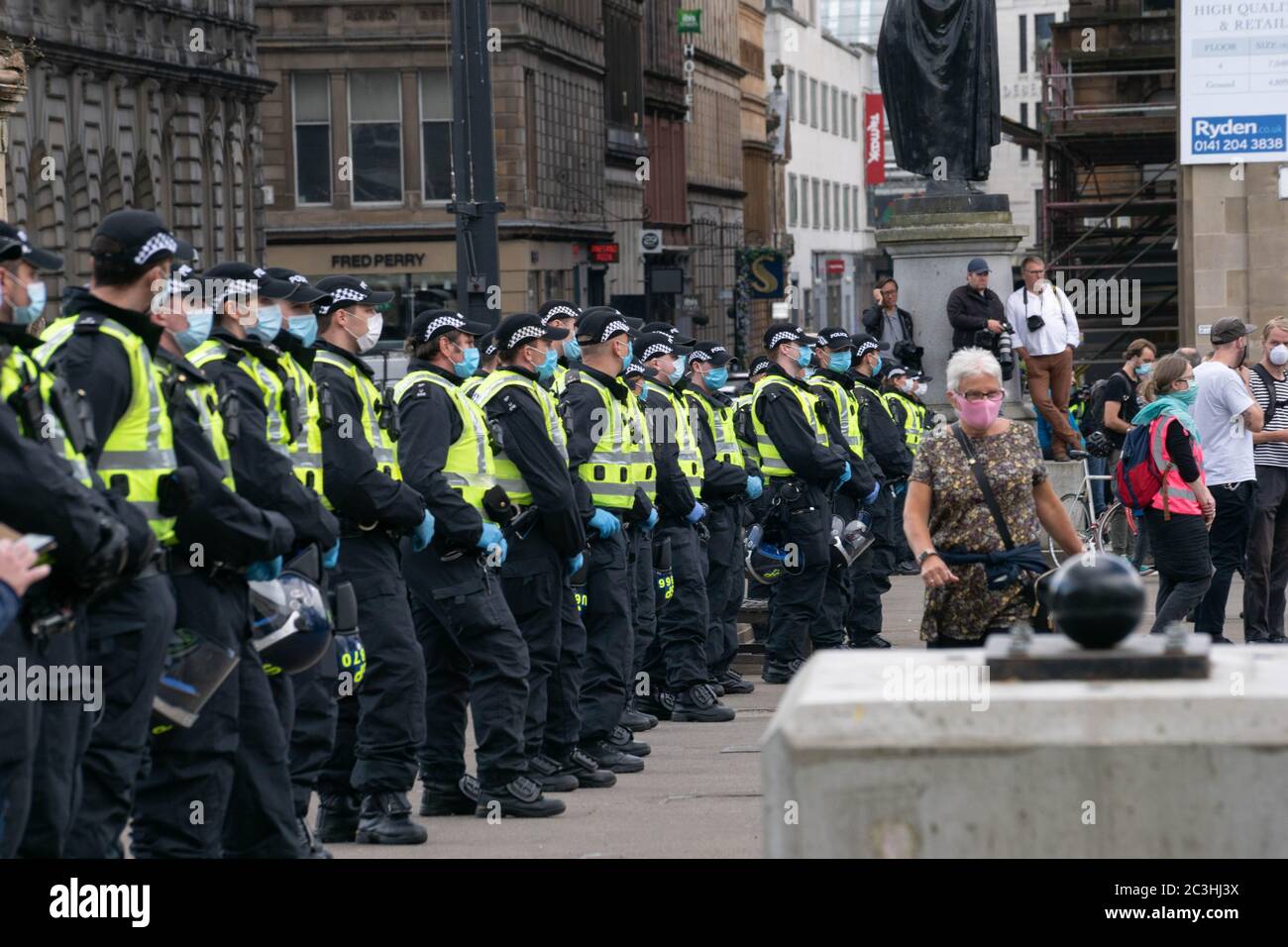 Description: Glasgow, UK. 20th June, 2020. Huge Police presence as anti ...