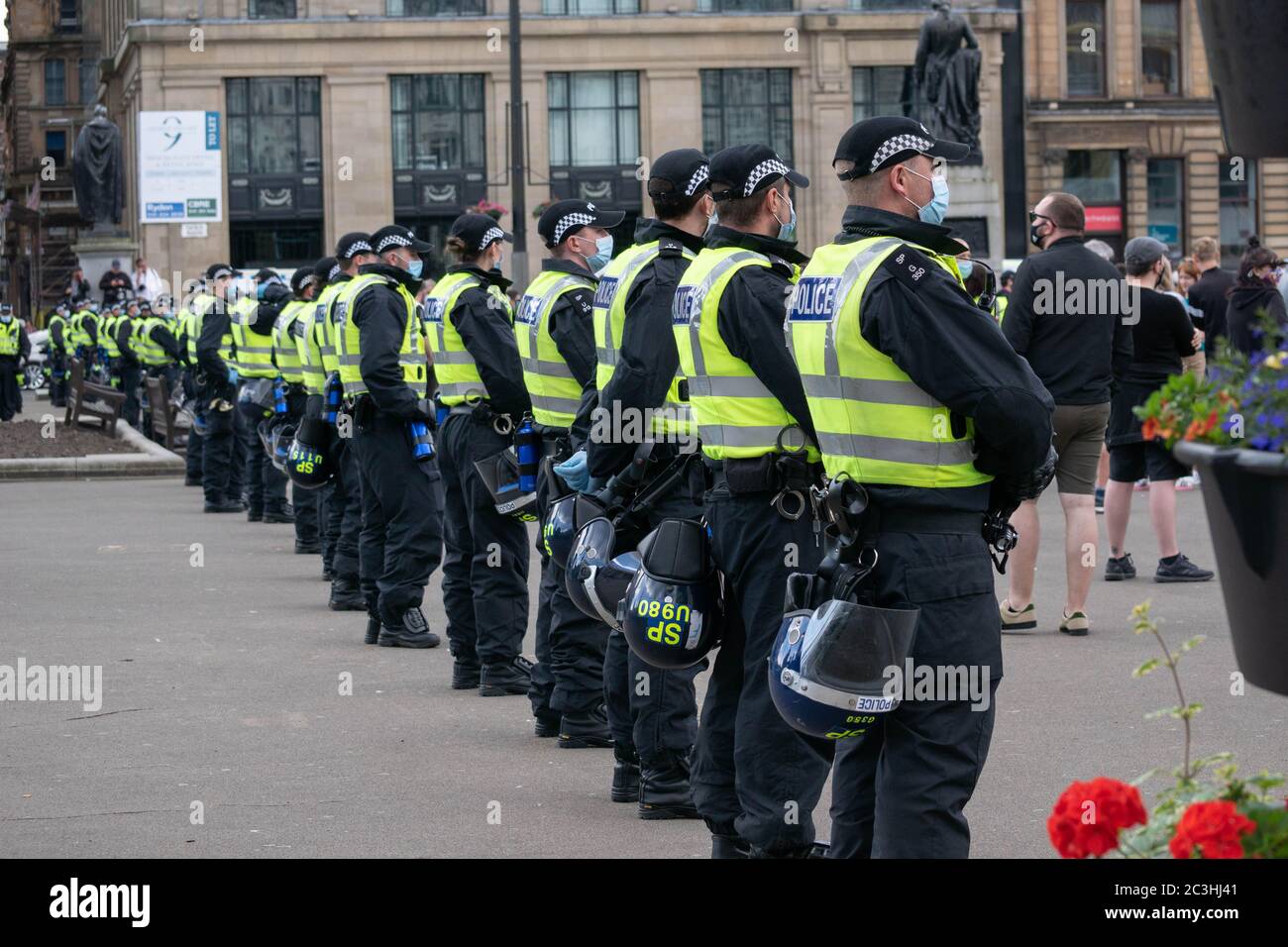 Description: Glasgow, UK. 20th June, 2020. Huge Police presence as anti ...