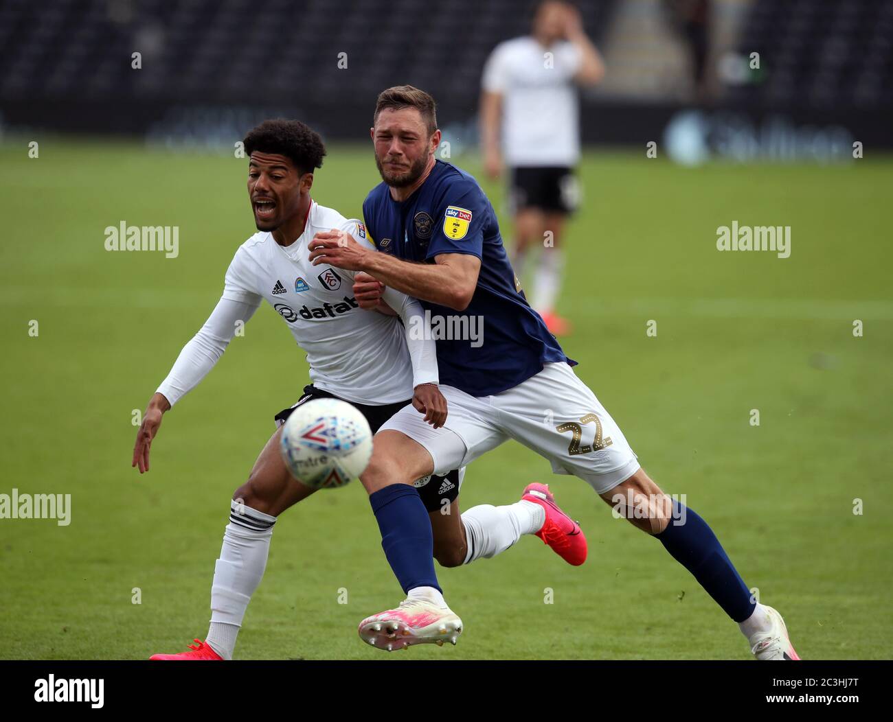 Fulham's Sylvester Jasper and Brentford's Henrik Dalsgaard during the ...