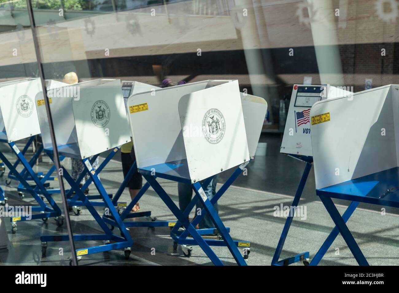New York, NY - June 19, 2020: Early primary voting places opened in NYC ...