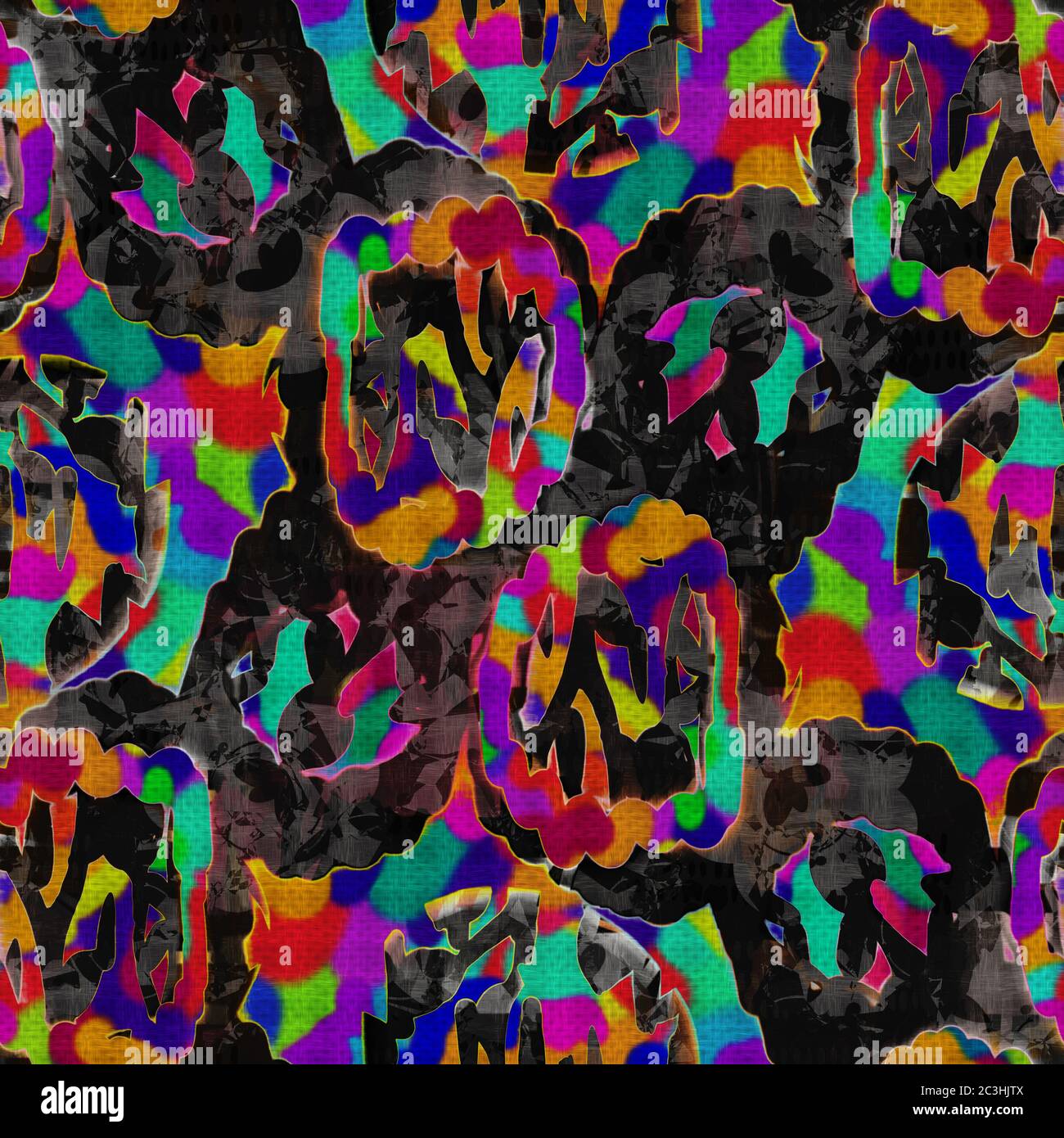 Seamless vibrant rainbow painted texture. Bold psychedelic neon ...