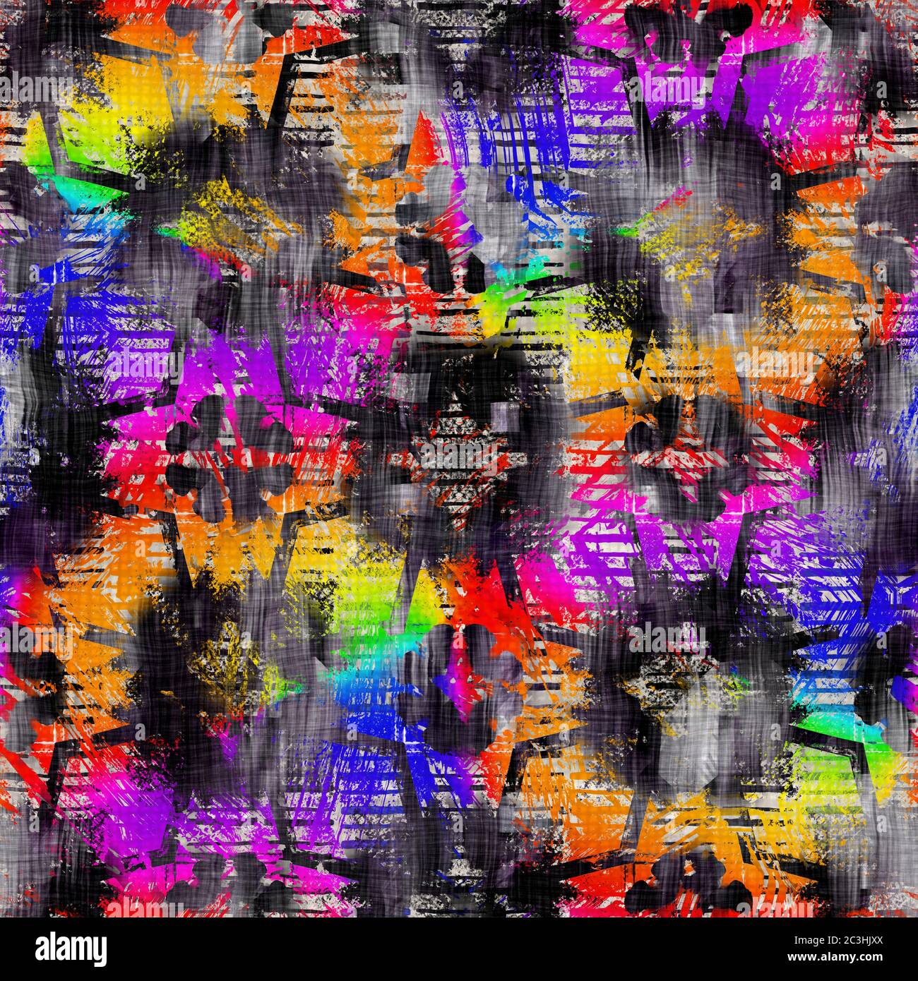 Seamless vibrant rainbow painted flower texture. Bold primary color ...