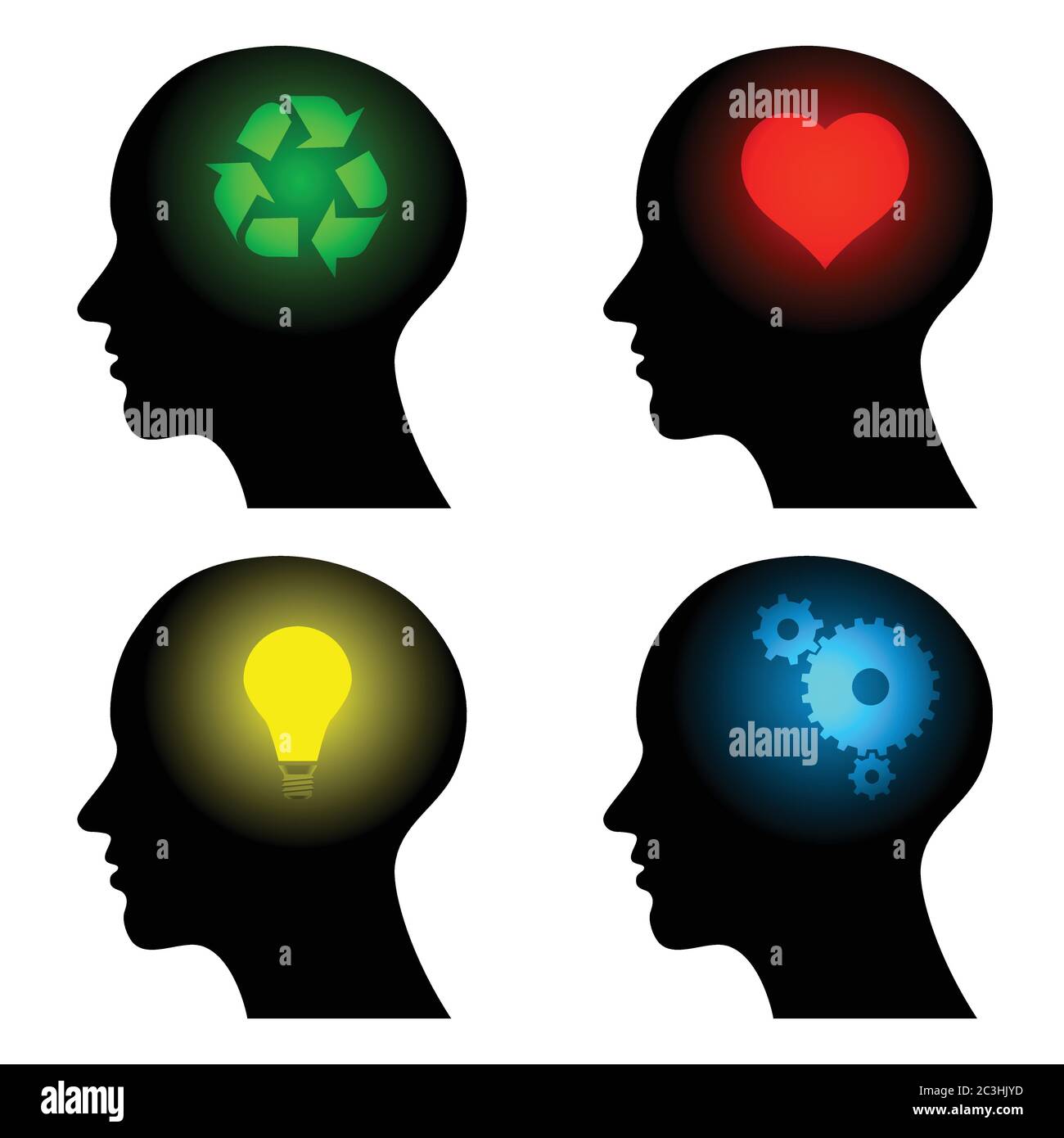 head icons with idea symbols, vector illustration Stock Vector Image ...
