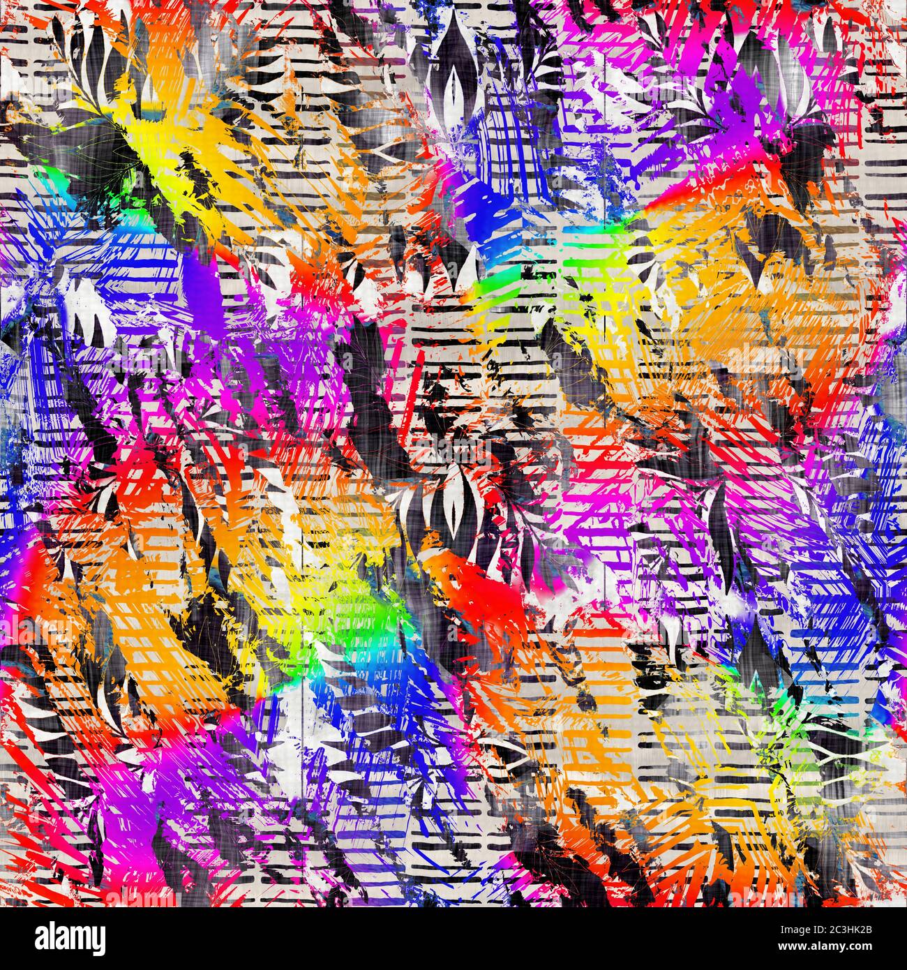 Seamless vibrant rainbow painted texture. Bold psychedelic neon ...