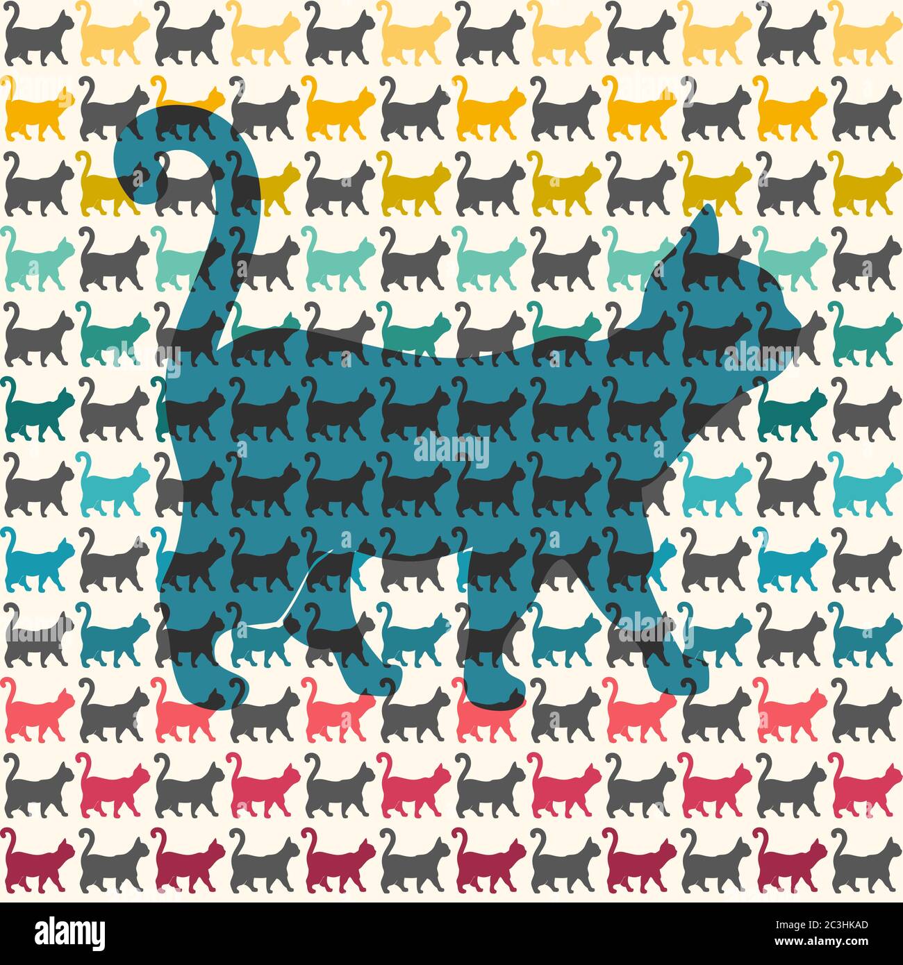 Seamless pattern. Texture with colorful cats with curved tails. Can be ...