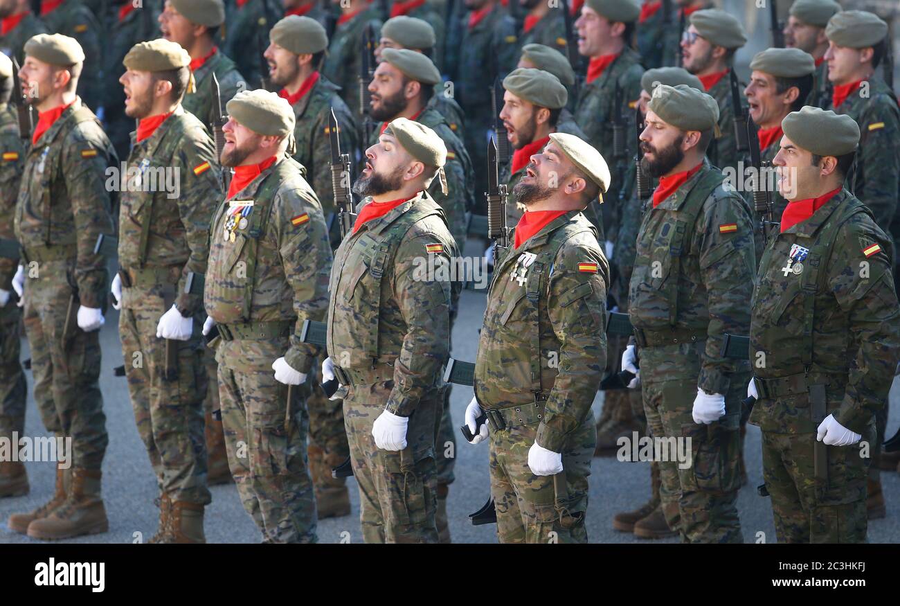 Spain military forces seen during a parade to celebrate the patron of ...