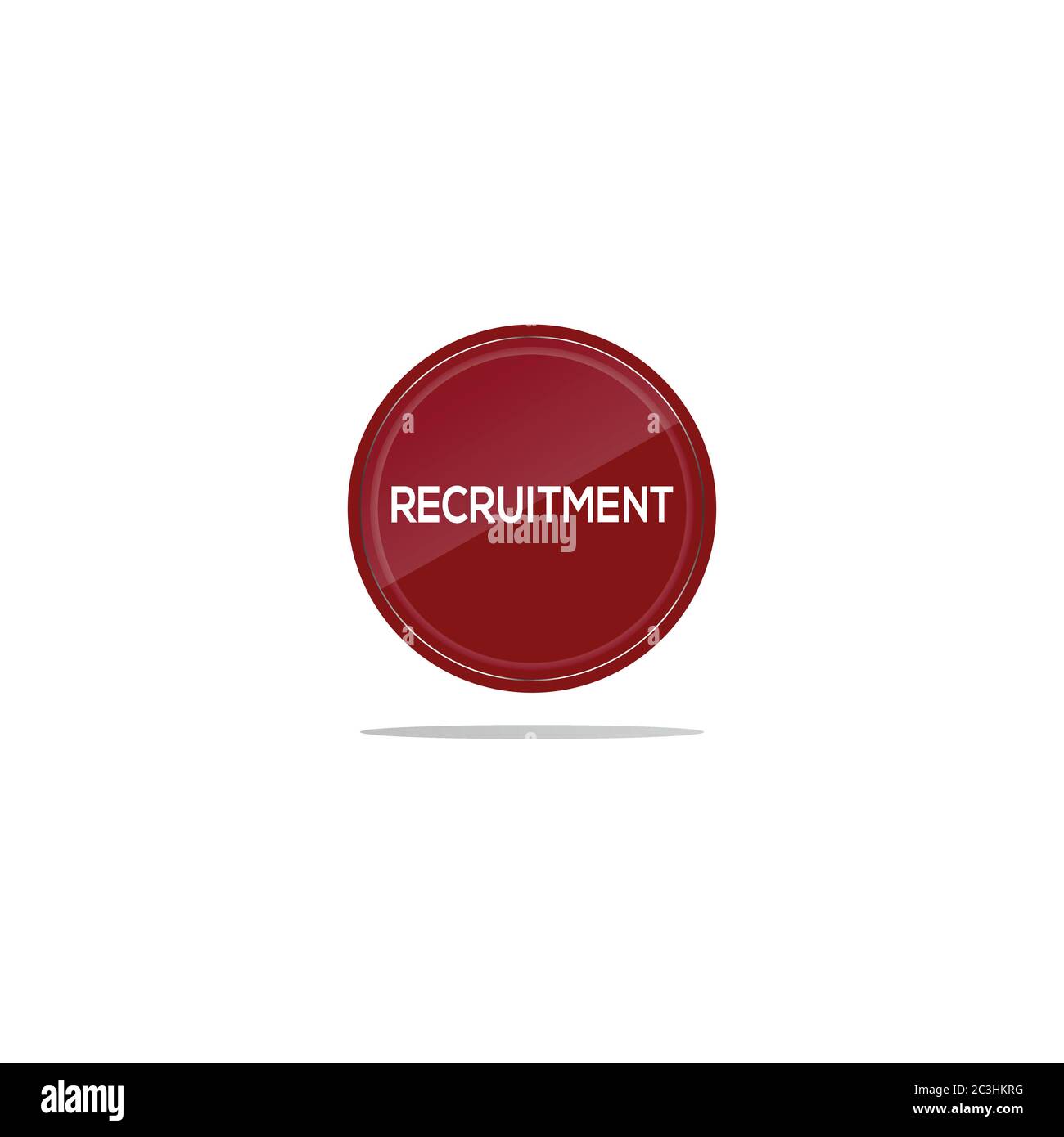 Writing recruitment in a red circle. There is a circular glass in front ...