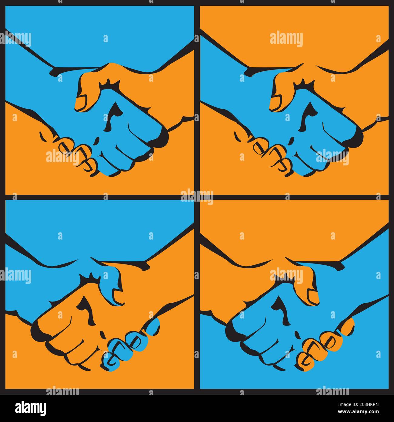 Stylized vector illustration on the theme of sign language. Handshake ...