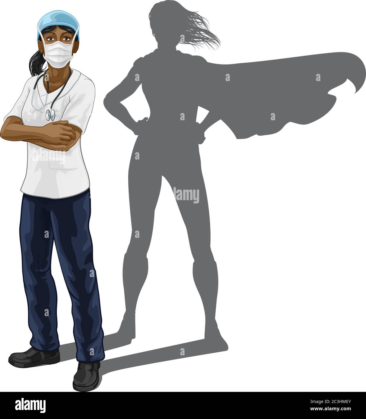 Superhero Nurse Doctor Woman Super Hero Shadow Stock Vector Image & Art ...