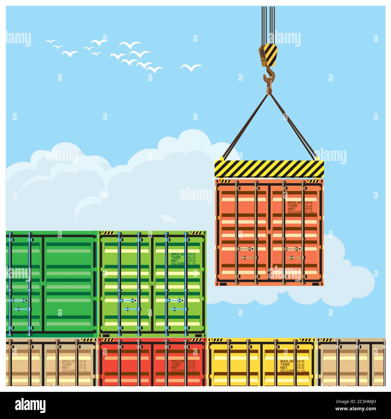 Stylized vector illustration on the theme of logistics and transport ...